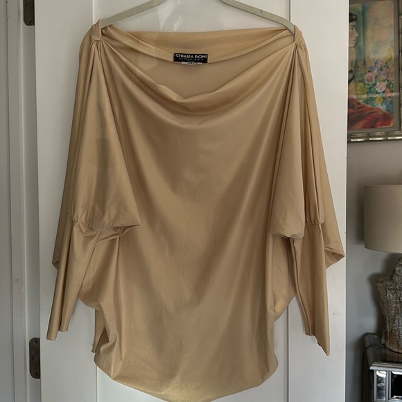 Chiara Boni | Tops | Chiara Boni Gold Lame Batwing Top | Poshmark